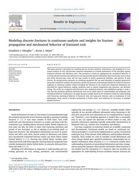 PDF Modeling Discrete Fractures In Continuum Analysis And Insights For Fracture Propagation