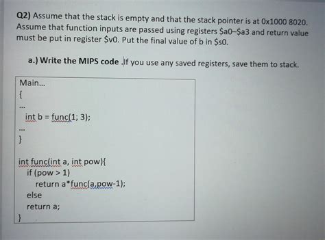 Solved Q2 Assume That The Stack Is Empty And That The Stack