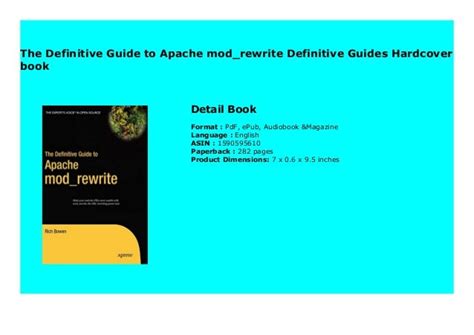 the definitive guide to apache mod rewrite definitive guides hardcover