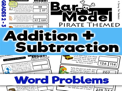 Pirate Bar Model Bundle Addition And Subtraction Word Problems