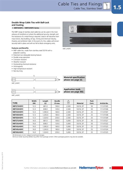 Hellermann Tyton Stainless Steel Cable Ties With Ball Lock Pdf