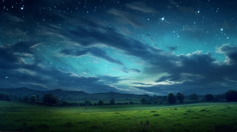 Premium Ai Image Starry Sky Over The Countryside Fields Background