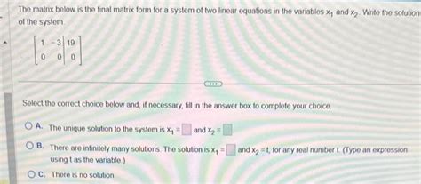 Solved Write The Coefficient Matrix And The Augmented Matrix