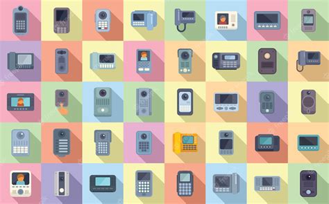 Premium Vector Video Intercom Icons Set Flat Vector Door Phone