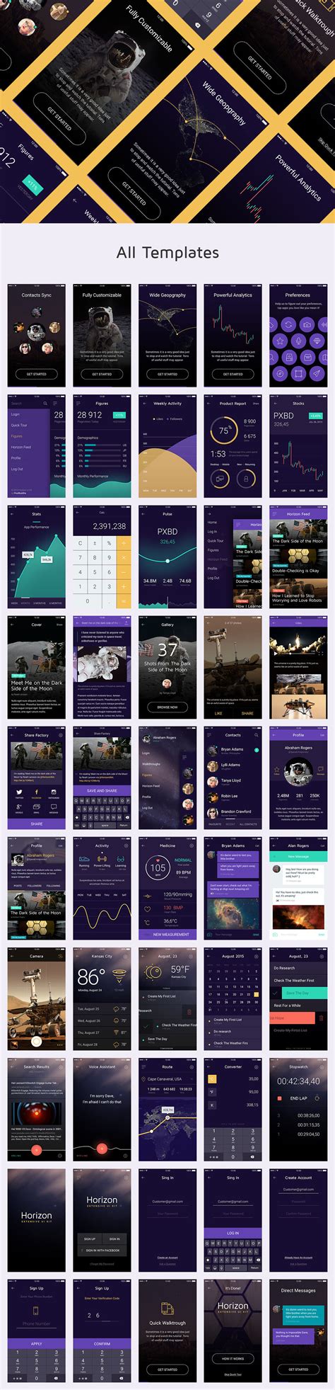 Horizon Mobile UI Kit By Pixelbuddha TheHungryJPEG