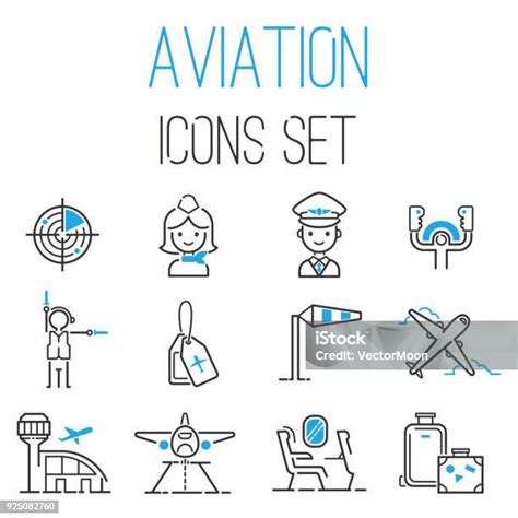 항공 아이콘 벡터 세트 항공사 개요 그래픽 그림 공항 교통 여객 디자인 출발 공항에 대한 스톡 벡터 아트 및 기타 이미지 공항 아이콘 외형선 Istock