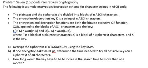 Solved Problem Seven 15 Points Secret Key Cryptography The