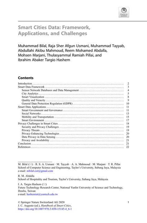 PDF Smart Cities Data Framework Applications And Challenges