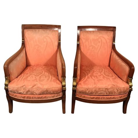 Pair Of 19th Century French Empire Bergere Chairs Attributed To Francois Linke For Sale At 1stdibs