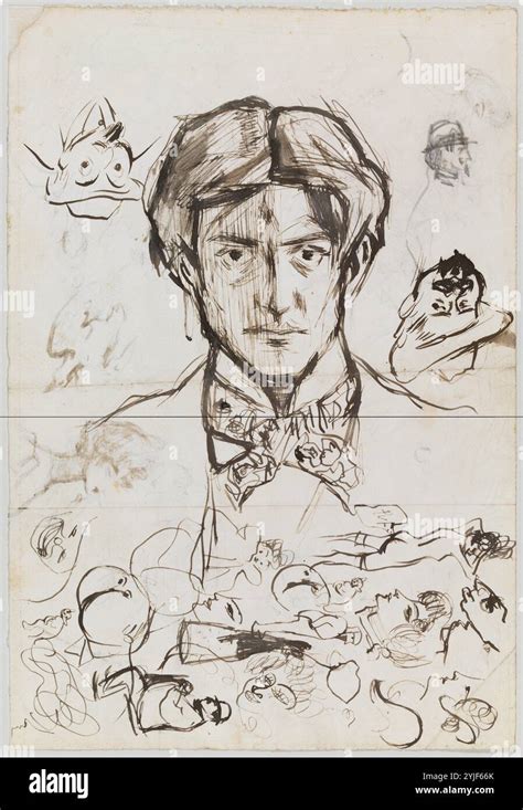 Pablo Picasso Self Portrait And Other Sketches 1899 1900 Drawing