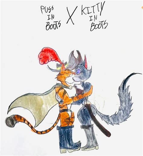 Puss In Boots X Kitty In Boots Kiss By Masonmdaythetrex On Deviantart