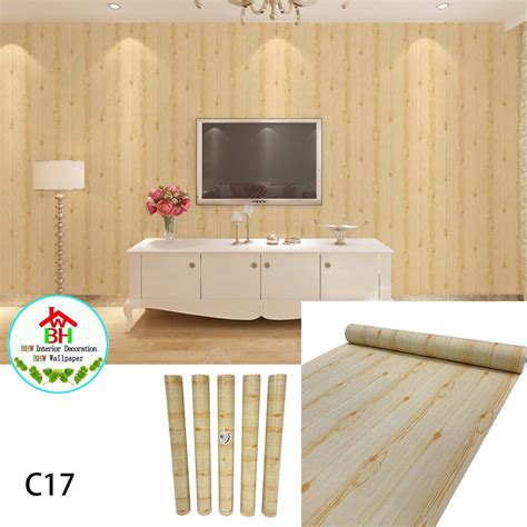 Bhw Wallpaper Wood Design Pvc Waterproof Self Adhesive Wall Paper