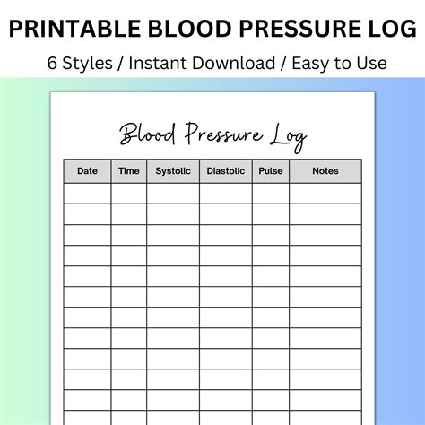 Blank Blood Pressure Log