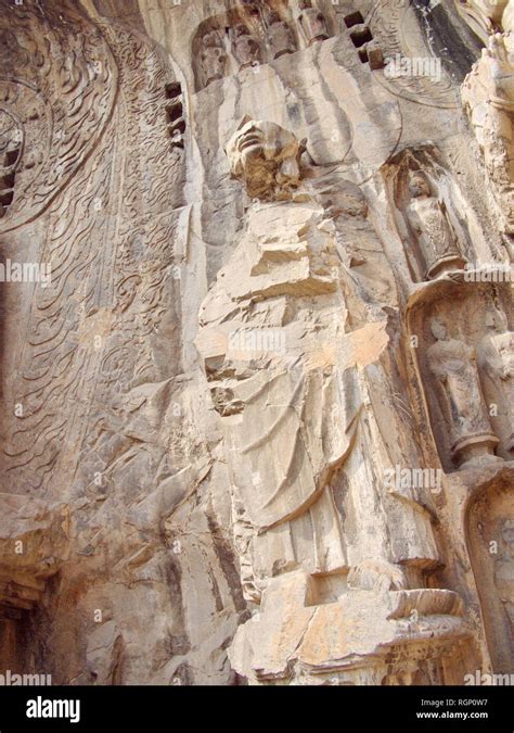 Luoyang Longmen Grottoes Broken Buddha And The Stone Caves And