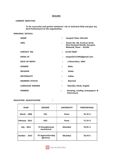 cv swapnil shirsath pdf technical drawing
