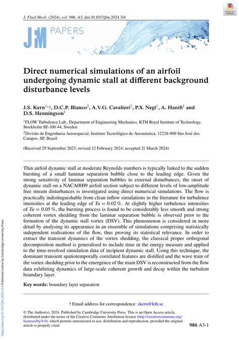 Pdf Direct Numerical Simulations Of An Airfoil Undergoing Dynamic