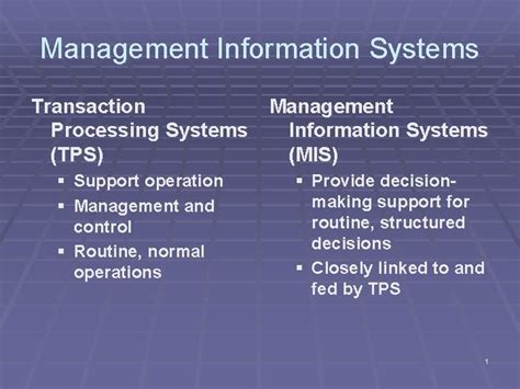 Management Information Systems Transaction Processing Systems Tps Support