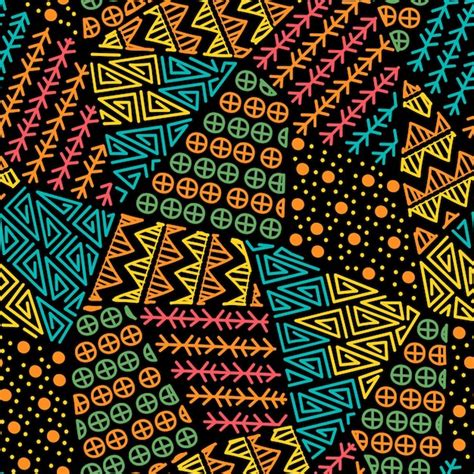 Premium Vector Mayan Patchwork Seamless Pattern Bright Multicolor