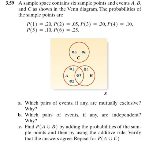 Solved 359 A Sample Space Contains Six Sample Points And