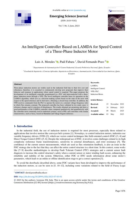 Pdf An Intelligent Controller Based On Lamda For Speed Control Of A