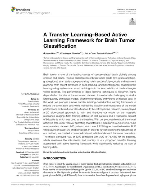 pdf a transfer learning based active learning framework for brain
