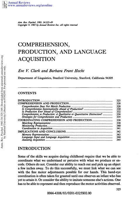 Pdf Comprehension Production And Language Acquisition