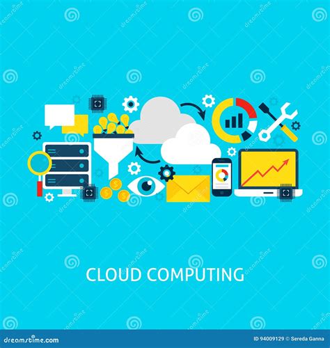 Cloud Computing Vector Flat Concept Stock Vector Illustration Of Banner Computer 94009129