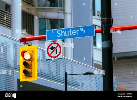 Toronto Canada Road Sign Marking Shutter St At The Intersection With