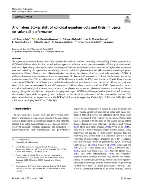 Pdf Anomalous Stokes Shift Of Colloidal Quantum Dots And Their