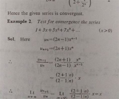 Hence The Given Series Is Convergent Example 2 Test For Convergence The