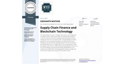 siddharth mathur on linkedin completion certificate for supply chain finance and blockchain