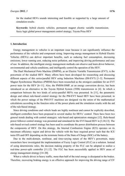 Solution A Fuzzy Logic Global Power Management Strategy For Hybrid Electric Vehicles Based On A