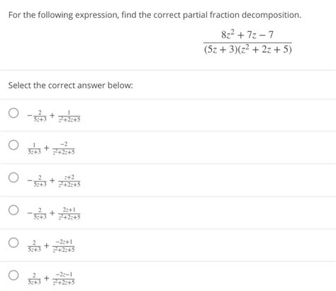 Solved For The Following Expression Find The Correct