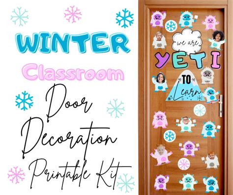 Winter Classroom Door Decor Kit Printable Yeti Winter Classroom Decor January Classroom Door