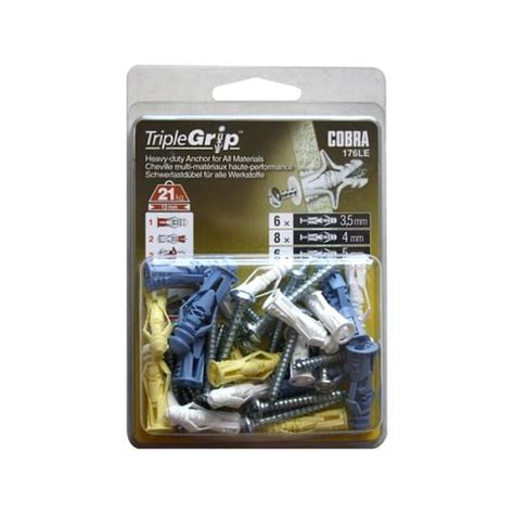 Cobra Assorted 176le Triple Grip Anchor Kit 20 Pack Bunnings Australia