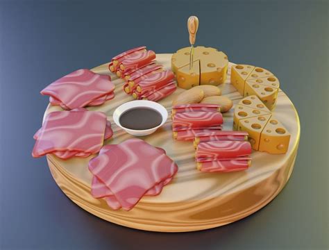 3d Model Chesse And Meat 3d Model Vr Ar Low Poly Cgtrader