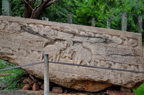 Gal Potha Or Stone Book In Ancient City Of Polonnaruwa Sri Lanka Stock