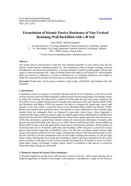 Formulation Of Seismic Passive Resistance Of Non Pdf