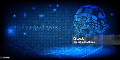 인공 지능 기술의 벡터 일러스트레이션 미래지향적인 컨셉 사람 얼굴에 대한 스톡 벡터 아트 및 기타 이미지 사람 얼굴 컴퓨터 언어 3차원 형태 Istock