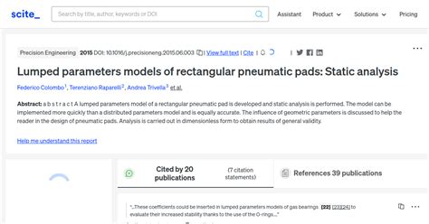 Lumped Parameters Models Of Rectangular Pneumatic Pads Static Analysis