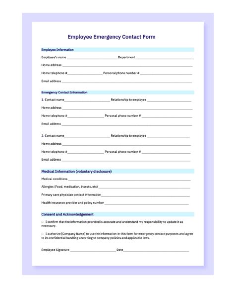 Free Employee Emergency Contract Form Word And Editable Pdf Aihr