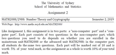 Math20882988 Number Theory And Cryptography Assignments Number Theory Cryptography Theories