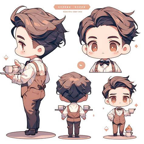 Colorful Male Barista Chibi Kawaii Coffee Roaster Hipster Fashion Ear Creative Collections