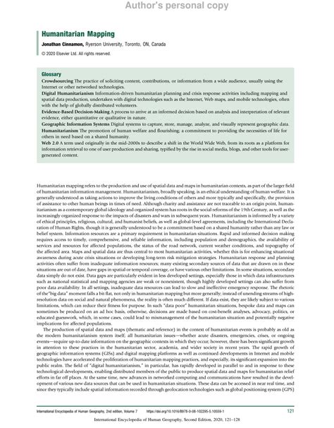Pdf Humanitarian Mapping