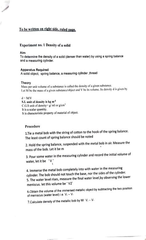 Solution Physics Density Practical Work Devesh Anand Studypool