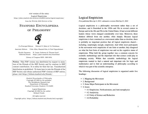 Friends Of The Sep Society Preview Of Logical Empiricism Pdf