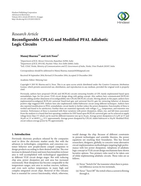 Pdf Reconfigurable Cplag And Modified Pfal Adiabatic Logic Circuits