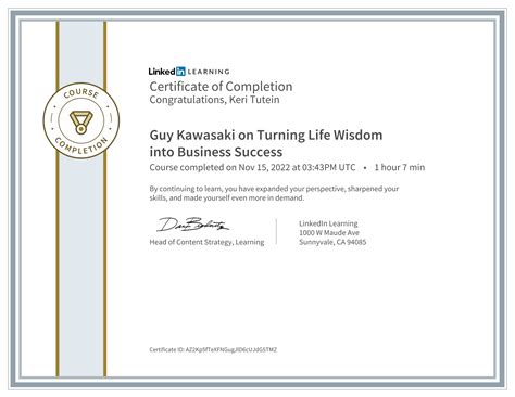 keri tutein on linkedin certificate of completion