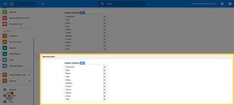 Configurable Columns To Service Forms Kynection