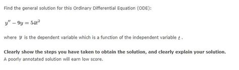 Solved Find The General Solution For This Ordinary